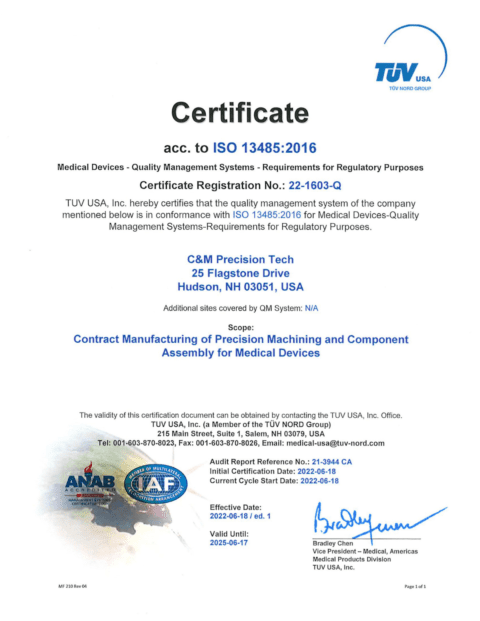 Quality Management | C&M Precision Tech